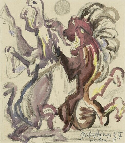 Lev sápající koně (Z cyklu Boje a zápasy) - Emil Filla (1882–1953) | 1 ...